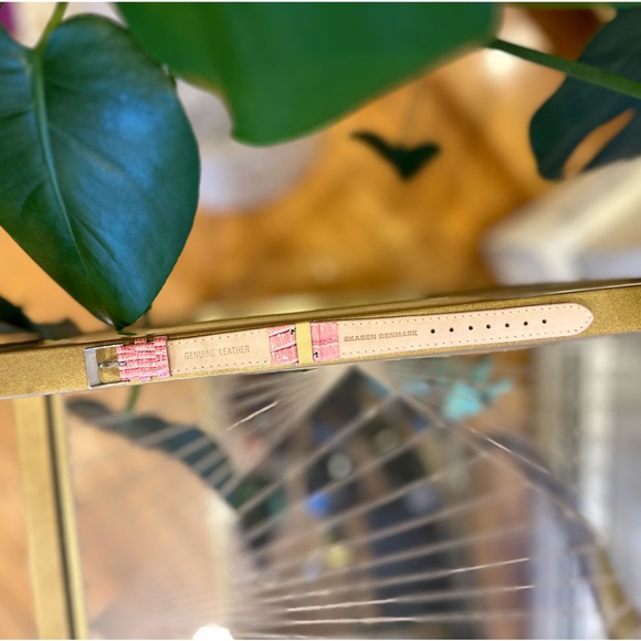 Skagen | Accessories | Nwot Skagen Denmark Pink Genuine Leather Watch ...